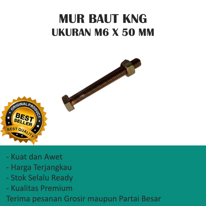 MUR BAUT UKURAN M6 X 50 MM KNG MURAH (HARGA PER 10 PCS) | Lazada Indonesia