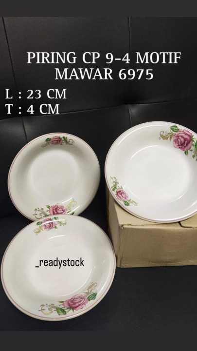 PIRING MAKAN CP 9-4 MOTIF BUNGA MAWAR 6975 CERAMIC TEBAL / PIRING MAKAN ...