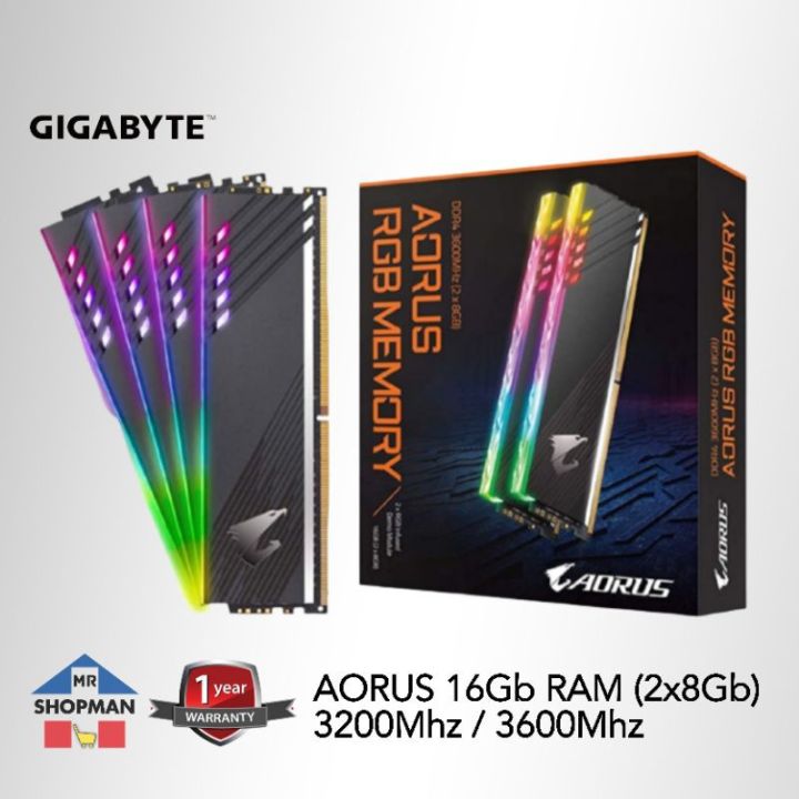 Gigabyte Aorus Rgb 16Gb (2x8Gb) DDR4 RAM 3200Mhz 3333Mhz 3600Mhz ... Gigabyte Aorus Rgb 16Gb (2x8Gb) DDR4 RAM 3200Mhz 3333Mhz 3600Mhz ...