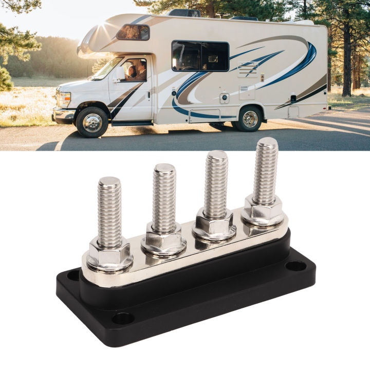 Battery Bus Bar Easy Installation 4 M10 Stud Heavy Duty Power Distribution Terminal Block 300A ...