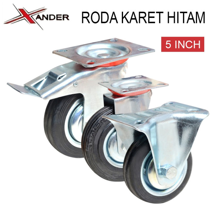 Roda Trolley 5 inch / Xander Roda Troli / Gerobak/Etalase / Roda Karet ...