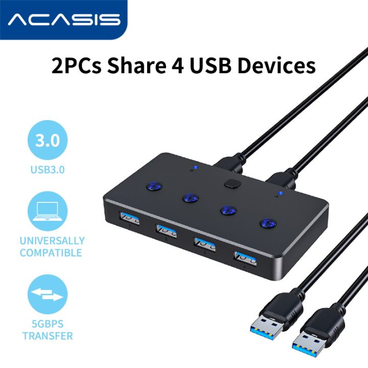 ACASIS USB 3.0 Sharing Switch, 2 Computers 4-Port USB Peripheral ...