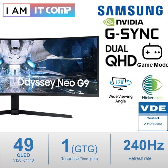 SAMSUNG Odyssey G9 49 Inch LS49AG950NEXXY DQHD(5120X1440) Curved , 1MS , 240Hz , QLED , NVIDIA G ...