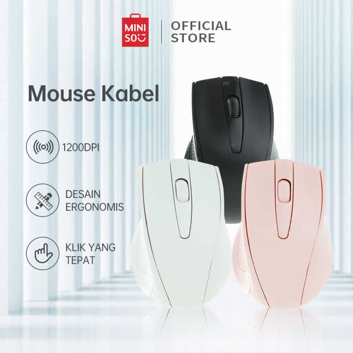 MINISO Mouse Gaming Kabel USB Colorful Mouse Berkabel yang Ergonomis ...