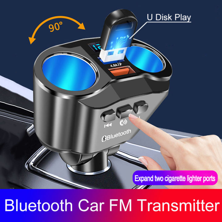 Car charger Splitter Charger 4.8A Bluetooth 5.0 Dual USB QC 3.0 Quick ...