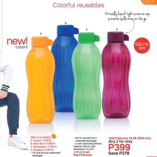 Tupperware Eco Bottle Water Bottle 500ml | Lazada PH