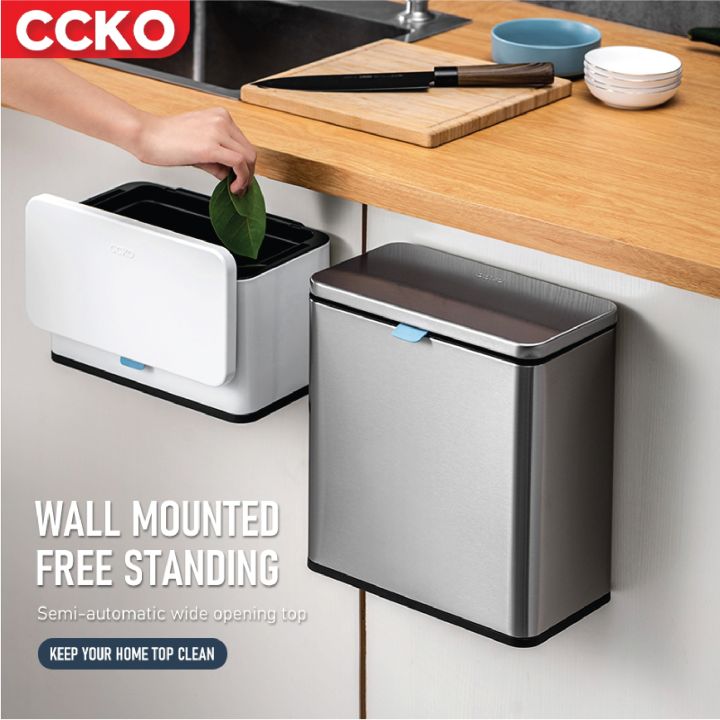 CCKO Stainless Steel Table Top / Hangable Minimalist Waste Bin with ...