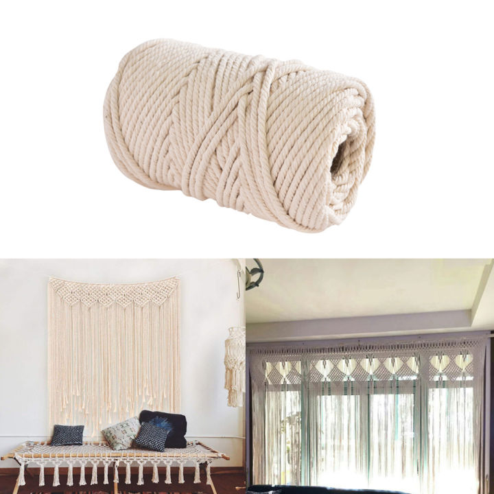 4mm Handmade Natural Cotton Cord Rope Macrame Wall Hangings Plant ...