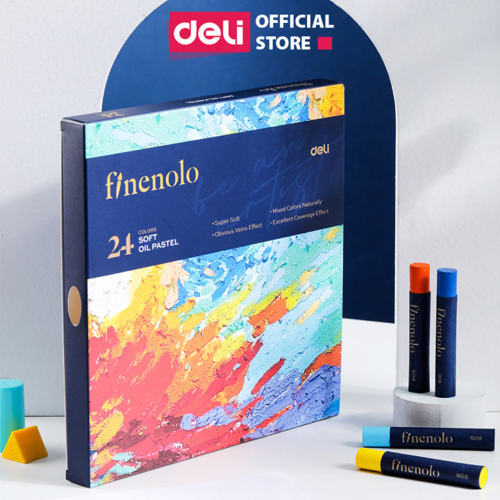 Bút sáp dầu cao cấp 24 màu oil pastel Finenolo DELI vẽ tranh nổi vẽ ...