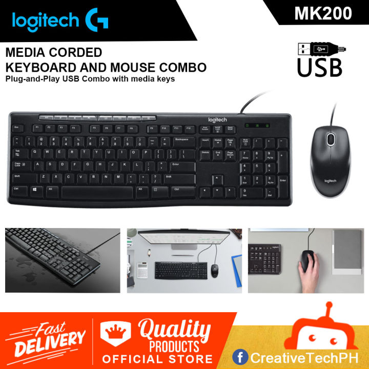 Logitech Mk200 Wired Usb Keyboard And Usb Mouse Combo Media Combo