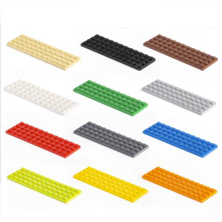 10pcs DIY Building Blocks Thin Figures Bricks 4x12 Dot Educational ...