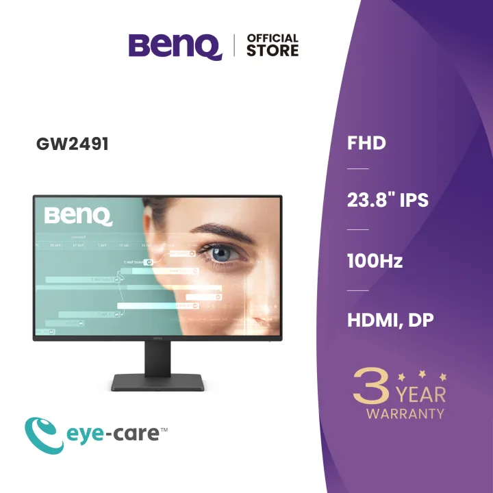 BenQ GW2491 23.8นิ้ว 100Hz IPS Full HD Eye Care Monitor (จอคอมถนอมสายตา ...