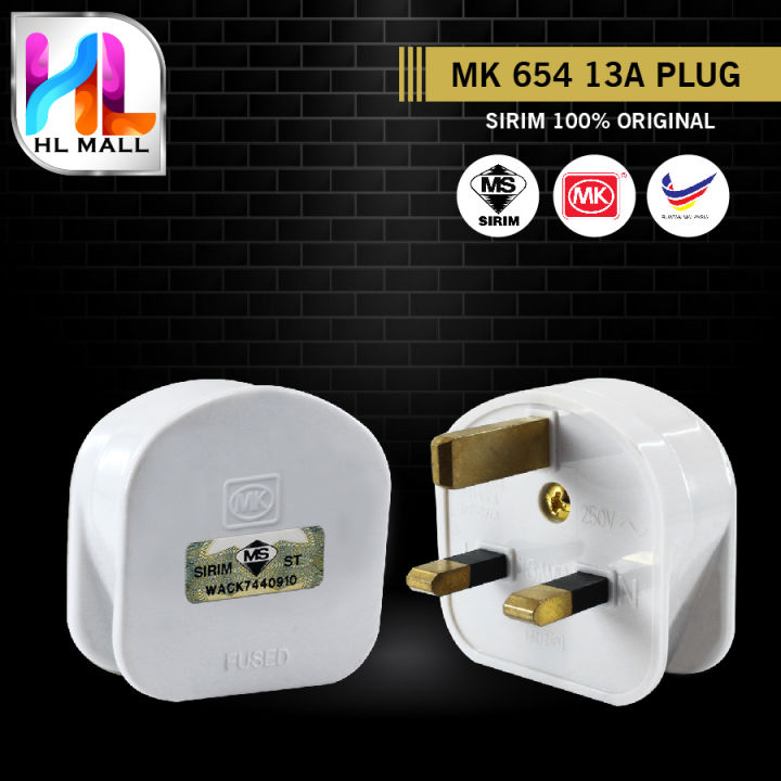 HL MALL Heavy Duty PLUG 3 Pin MK 654 13A Plug Top Fuse / KEPALA PLUG ...