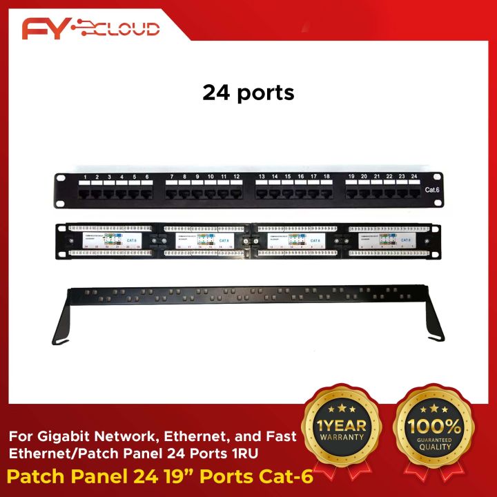 Patch Panel 24 Ports│19inches│Cat6│For Gigabit Network, Ethernet, and ...