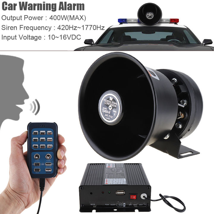 12V 400W 18 Tone Loud Car Warning Alarm Siren Horn Speaker with MIC ...