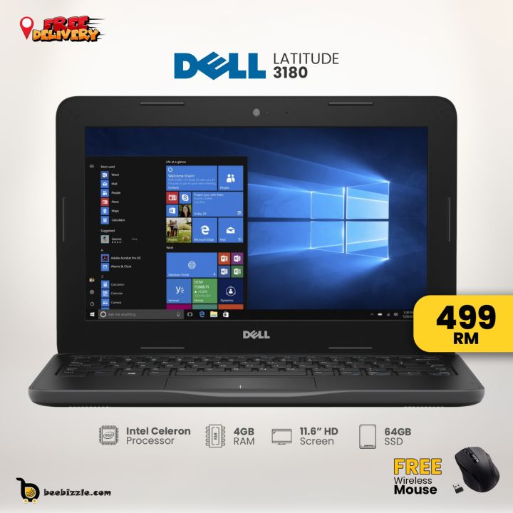 Dell Latitude 3180 Education 11.6 HD Laptop PC - Intel Celeron N3350 2 ...