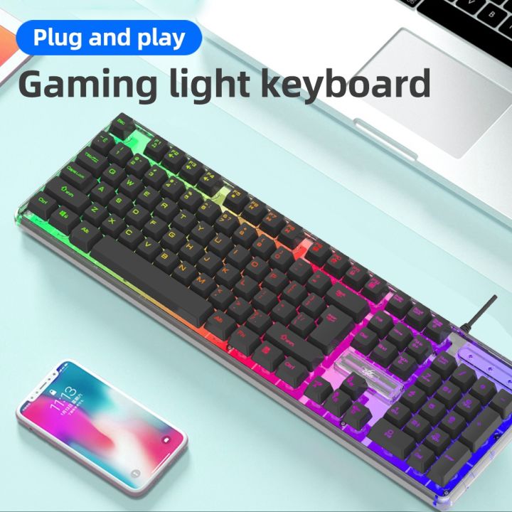 Zeus K-988 Transparent Cover Rainbow Backlit Backlight Gaming Keyboard ...