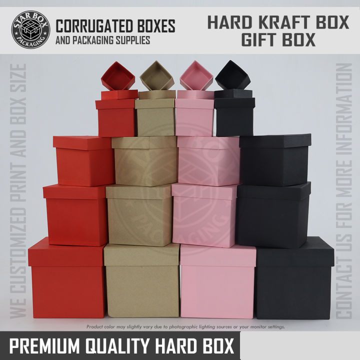 Hard Kraft Box (Gift Box / Stackable / 4 Colors / 5 Sizes / Packaging ...