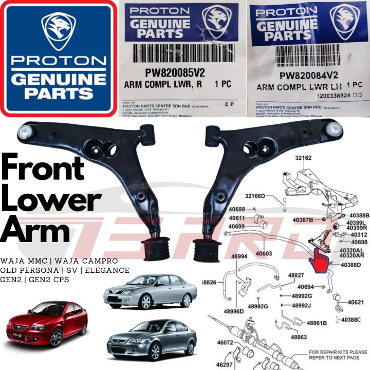 Proton Waja Gen2 Old Persona Genuine Front Lower Control Arm PW820085V2 Right / PW820084V2 Left ...
