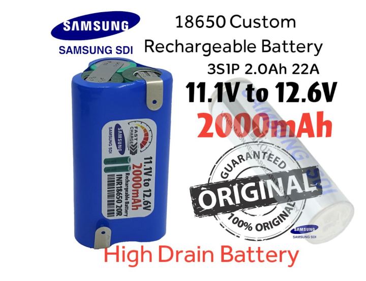 Rechargeable 18650 Battery Pack 11.1V 12.6V 2.0Ah 3S1P 2000mAh Lithium ...