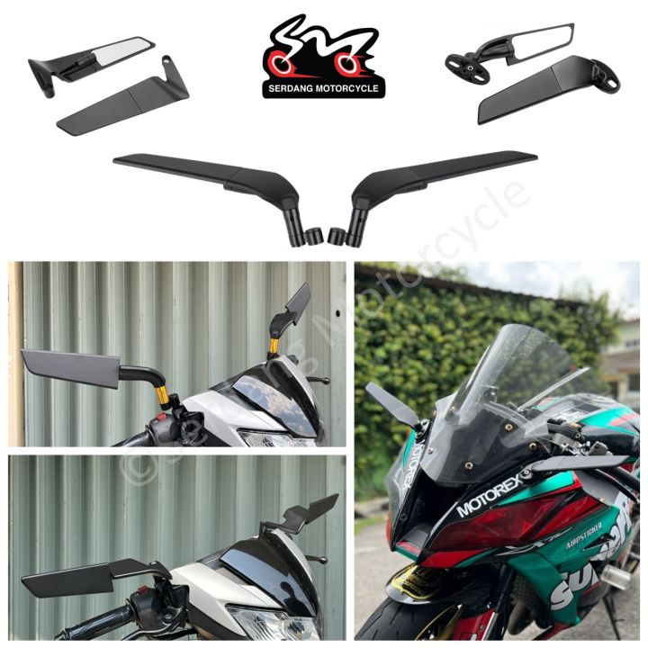 Winglet Side Mirror Cermin Sisi Stealth Wing Aero Spoiler Rearview ...