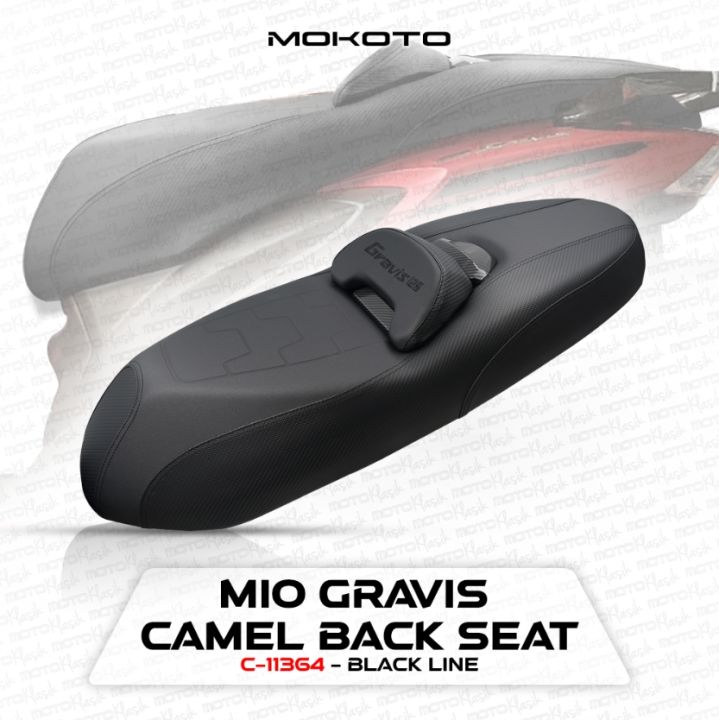 YAMAHA MIO GRAVIS 125 CAMEL BACK SEAT ASSY W/ EMBROIDERED LOGO / BLACK ...