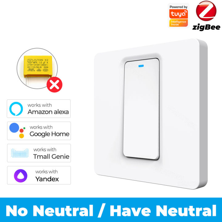 TUYA Zigbee Smart Switch No Neutral Wire No Capacitor 1/2/3 Gang Eu ...