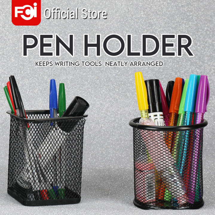 FCI Black Metal Mesh Pen Holder (Square/Round) Multi-Functional Desk ...
