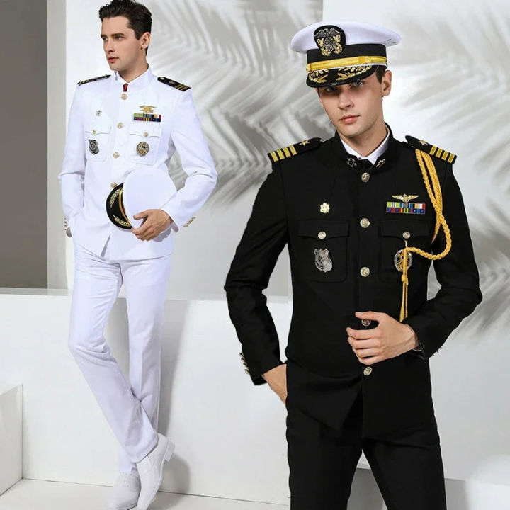 US Navy Uniform Captain Suits Yacht Jacket Pants Set USN Suit Men ...