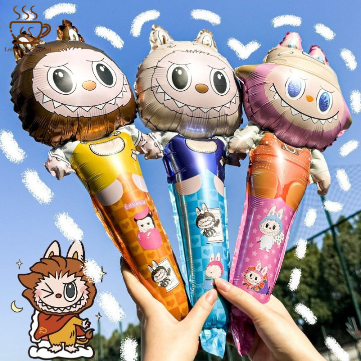 ลูกโป่งฟอยล์อลูมิเนียม Labubu 5ชิ้นแบบถือบอลลูนขยายได้น่ารักสำหรับเป็น ...