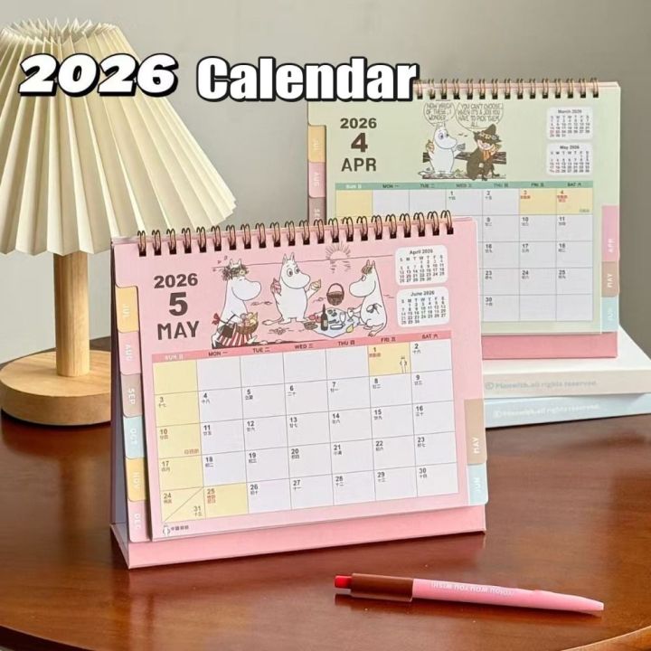 ABGHMMJ Coil Binding 2026 Moomin Desk Calendar Flip Schedule One Month ...