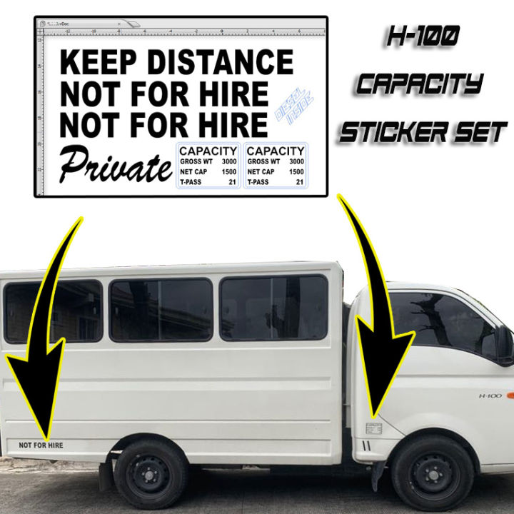 Capacity Car Sticker Set for Hyundai H-100 Capacity Not For Hire ...