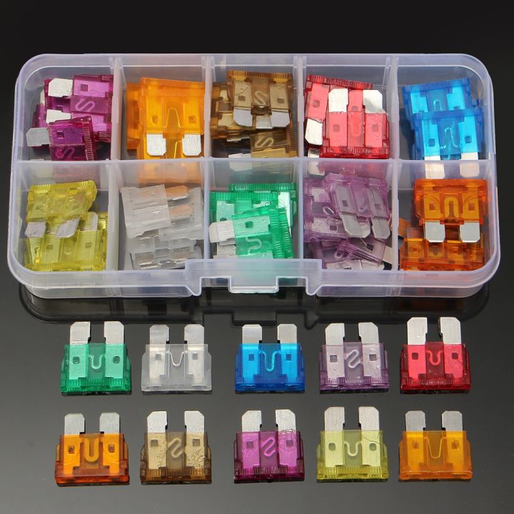 50pcs Mixed Medium Standard Car Auto Blade Fuse Assortment Kit Box 3A ...