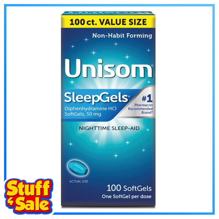 Unisom SleepGels Non-Habit Forming Night-time Sleep Aid 100 Softgels ...