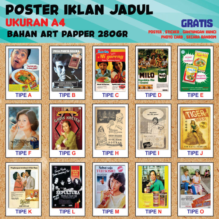 Poster aesthetic iklan jadul dekorasi kamari | Lazada Indonesia