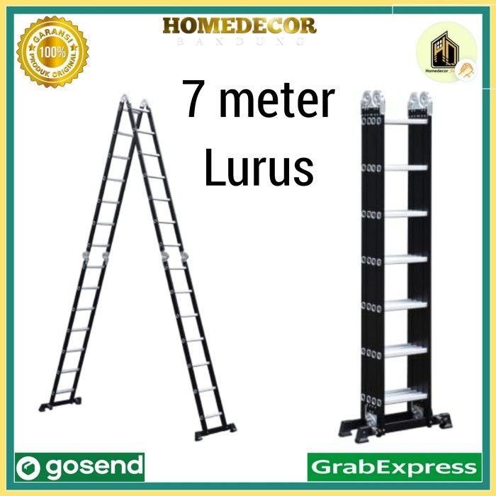 Krisbow 7.13 Mtr Tangga Aluminium Multifungsi 4x7 Step - Hitam / ladder ...
