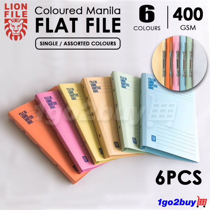 Lion File Flat FIle Assorted Colours Manila Files 400gsm Premium with ...