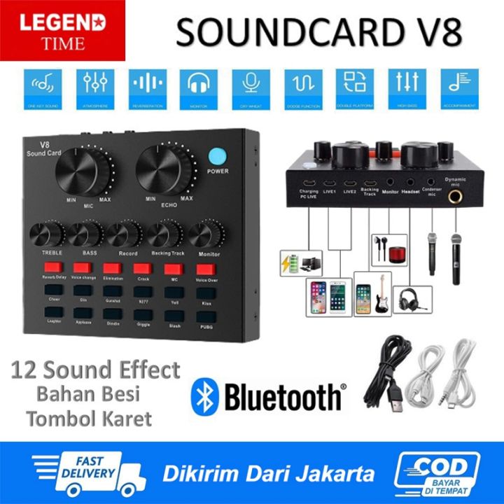Soundcard V8 Mixer Bluetooth Audio Condensor USB Mikrofon External ...