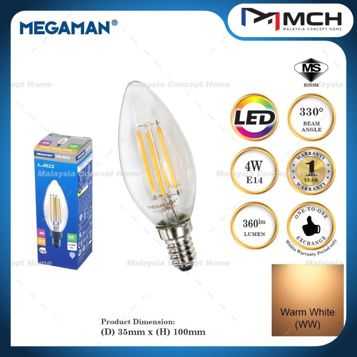 MEGAMAN 4W E14/E27 LED CANDLE BULB | Lazada