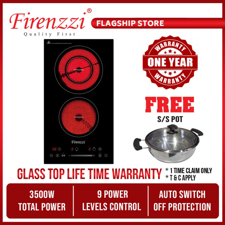 Firenzzi FRC-2066 Double Zone Domino Ceramic Hob FREE Stainless Steel ...