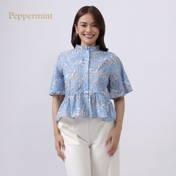 Peppermint Woman Neferti Blouse (Light Blue Print) | Lazada PH