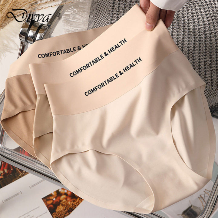 DIVVA ผ้าไหมน้ำแข็งไร้รอยต่อกางเกงในเอวสูงของผู้หญิงกางเกงเข้ารูปชุด ...