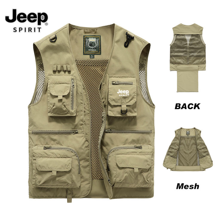 JEEP SPIRIT เครื่องมือกลางแจ้งใหม่เสื้อกั๊กผู้ชาย Multi-Pocket Vest ...