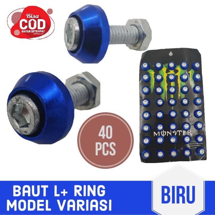 Baut Variasi Motor L - Ring Monel + Baut Mur ( 40 Pcs )/ Baut Motor ...