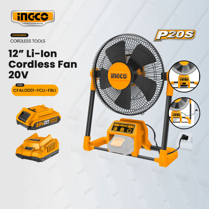 Ingco 20V Lithium-Ion Cordless Fan POWERSHARE with Battery & Charger ...