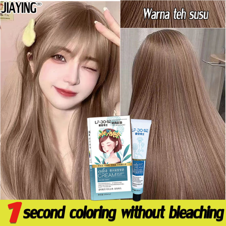 tanpa memudar JY cat rambut Pewarna Rambut 100ML*2 permanent korea ...