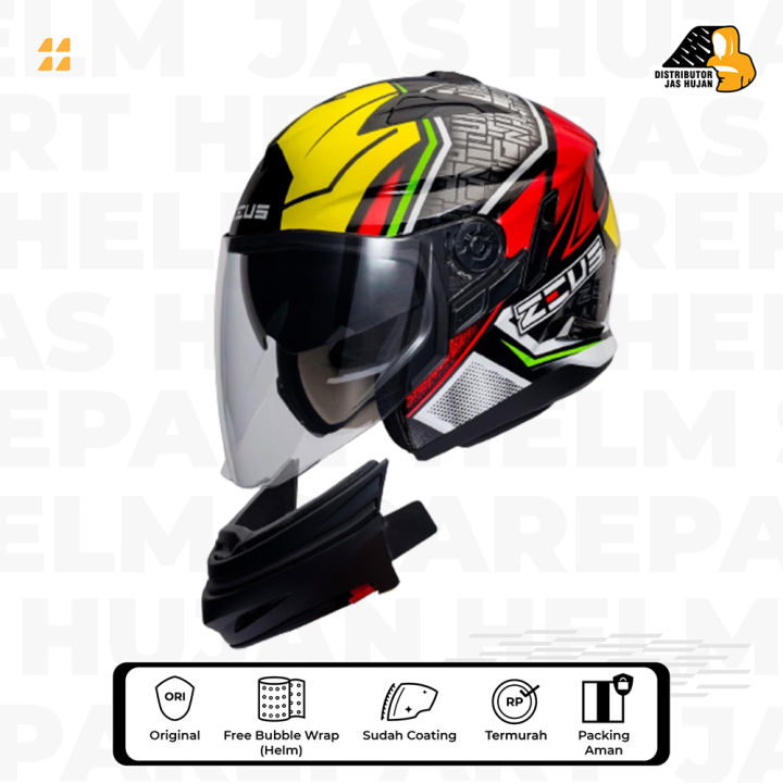 Helm Full Face Modular Zeus 613 C Black AJ11 Red (Modular) | Lazada ...
