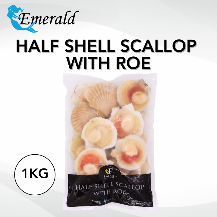 EMERALD Frozen Half Shell Scallop with Roe (Size: 7-8cm) - 1kg | Lazada ...