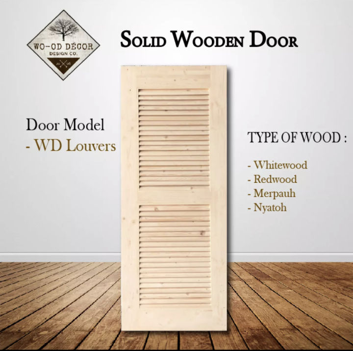 WD LOUVERS Solid Wood Door Panelled Door Pintu Kayu (Whitewood/Redwood ...