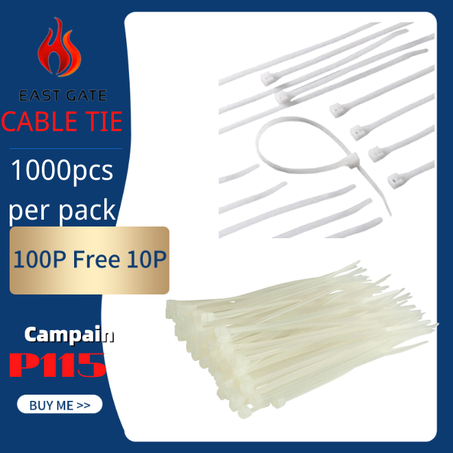 1000pcs EAST GATE 10cm Cable Tie Pack Strong self-locking nylon cable ...